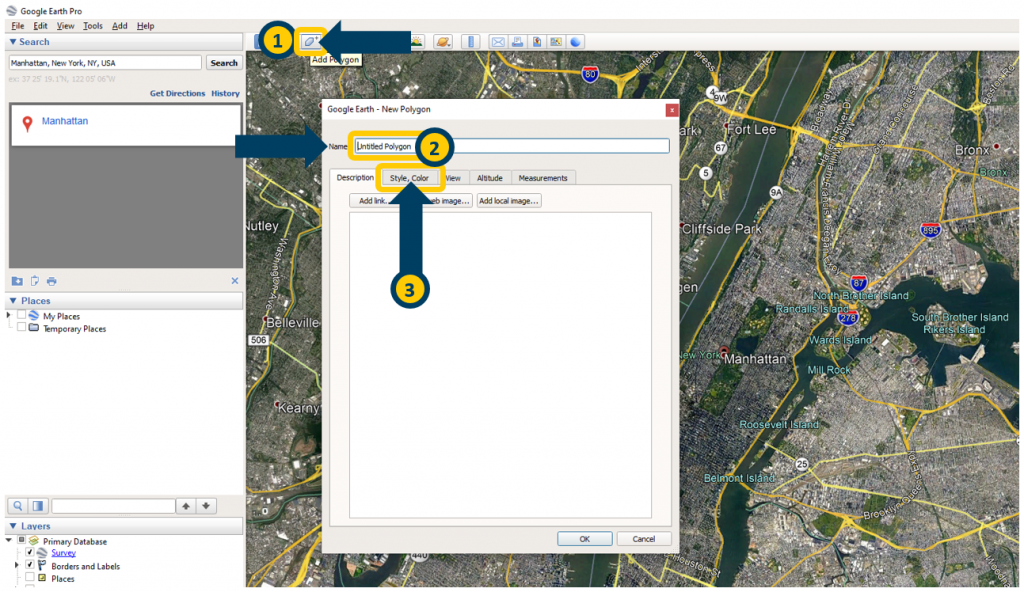 How to draw a polygon on Google Earth, and email it